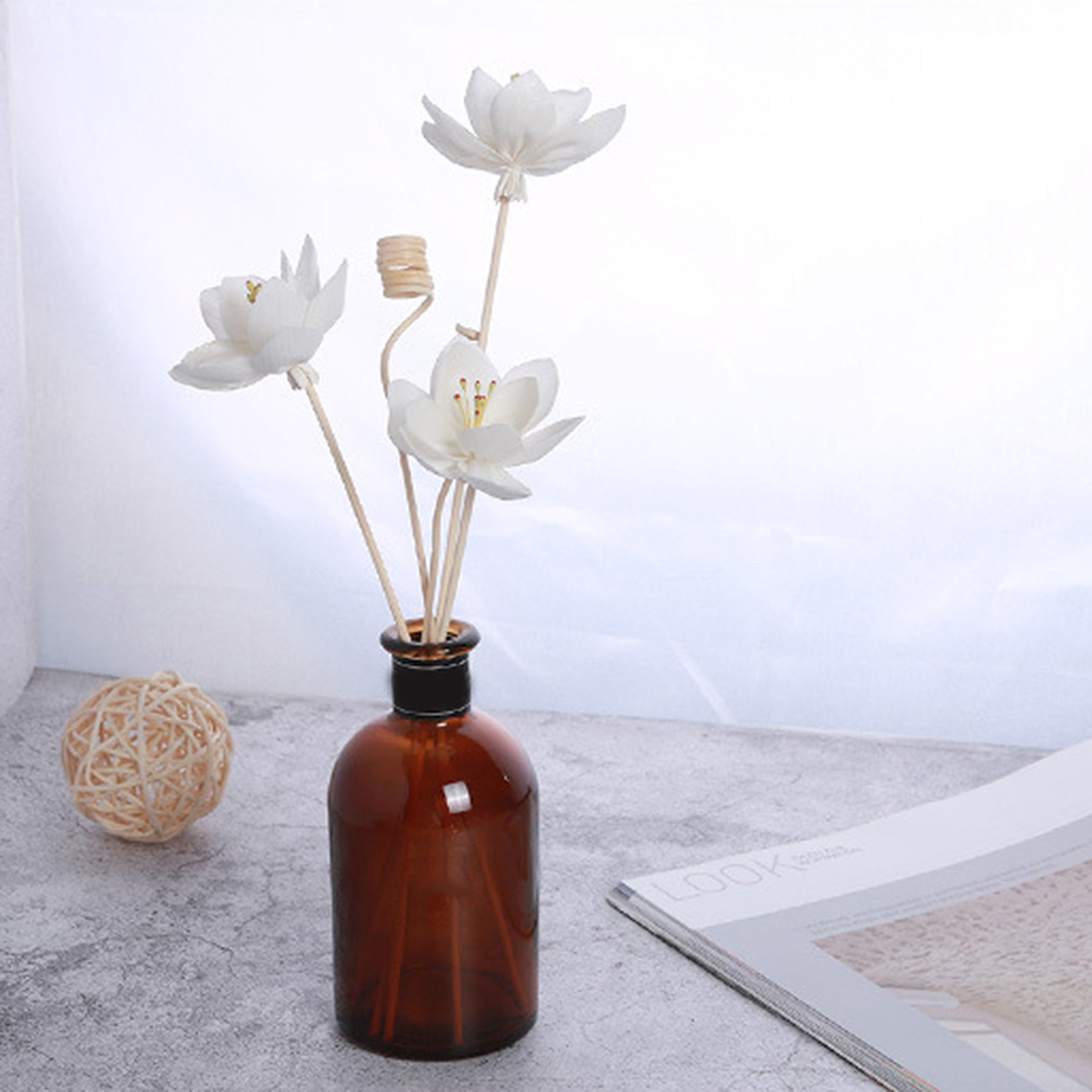 3pcs Flower Rattan Reeds Fragrance Diffuser Non-fire Replacement Refill ...